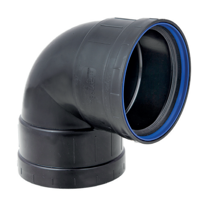 PP bocht zwart 2 x manchet 50 mm 90° | PVCBuis.com