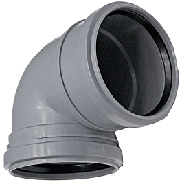 PP bocht 90° 2 x manchet grijs | PVCBuis.com